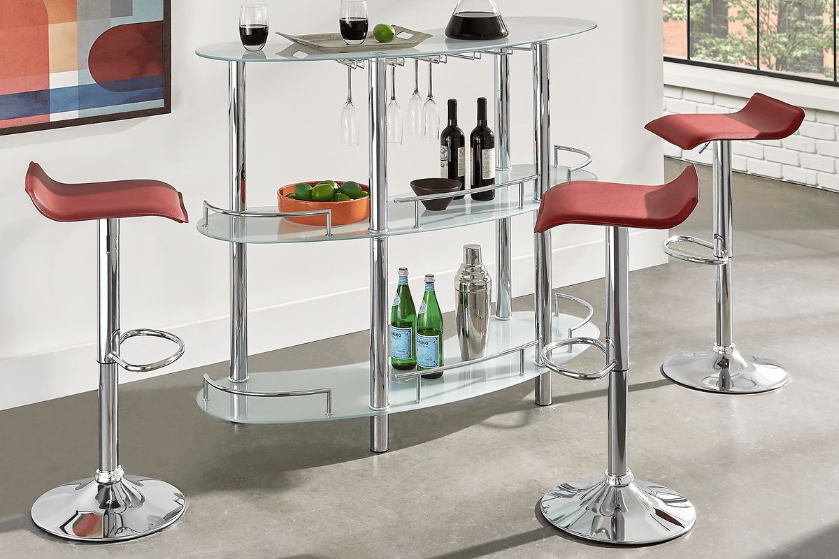 Searcy 3 Pc Chrome,Platinum Gray,Metal Red Adjustable Height ...