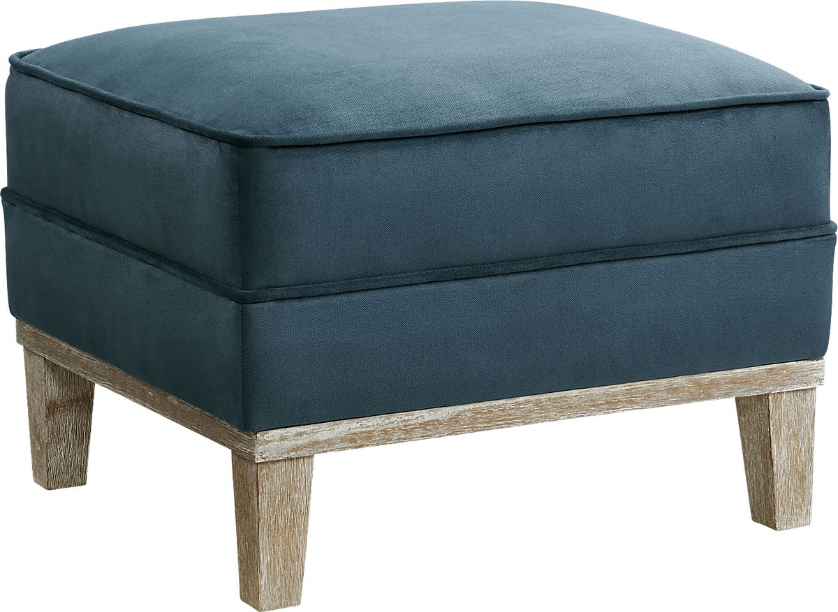 Seiner II Navy Blue Polyester Fabric Ottoman | Rooms to Go