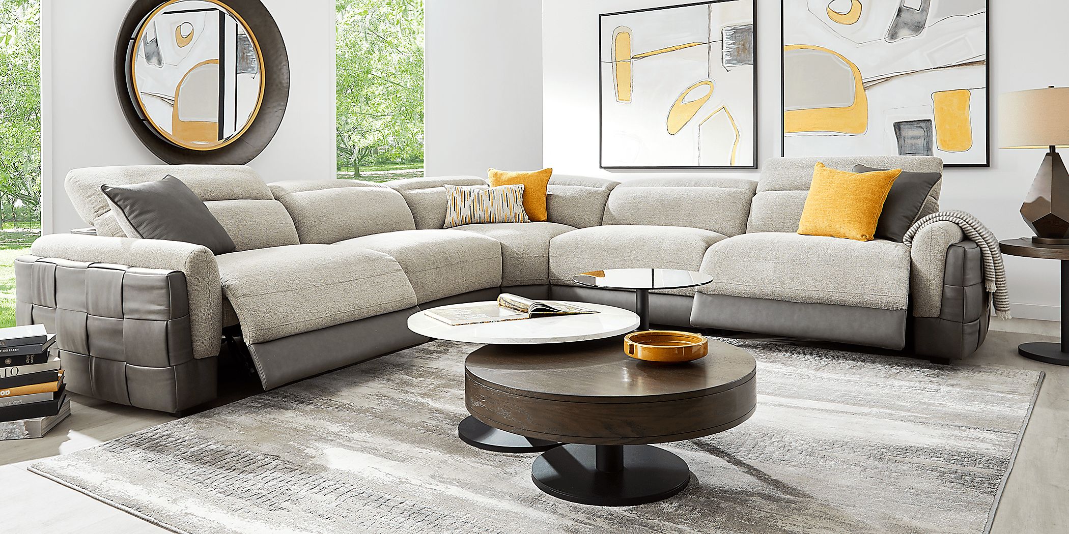 Cindy Crawford Seneca Falls Gray Woven 5 Pc Dual Power Reclining ...