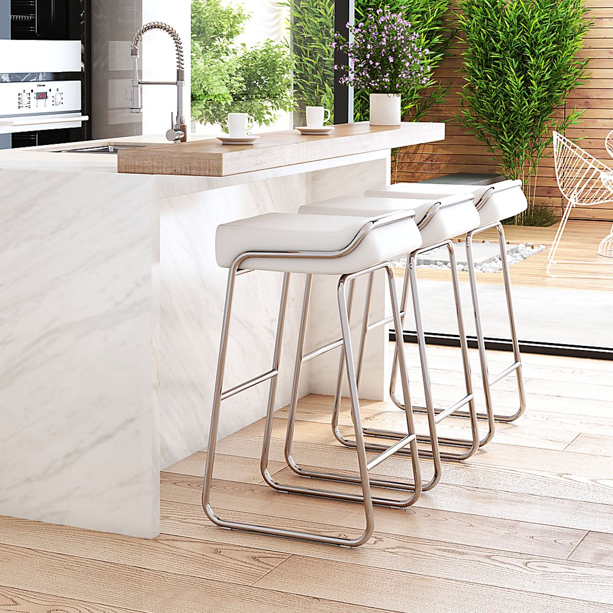 Setera Silver Gray White Barstool, Set Of 2 | Rooms to Go