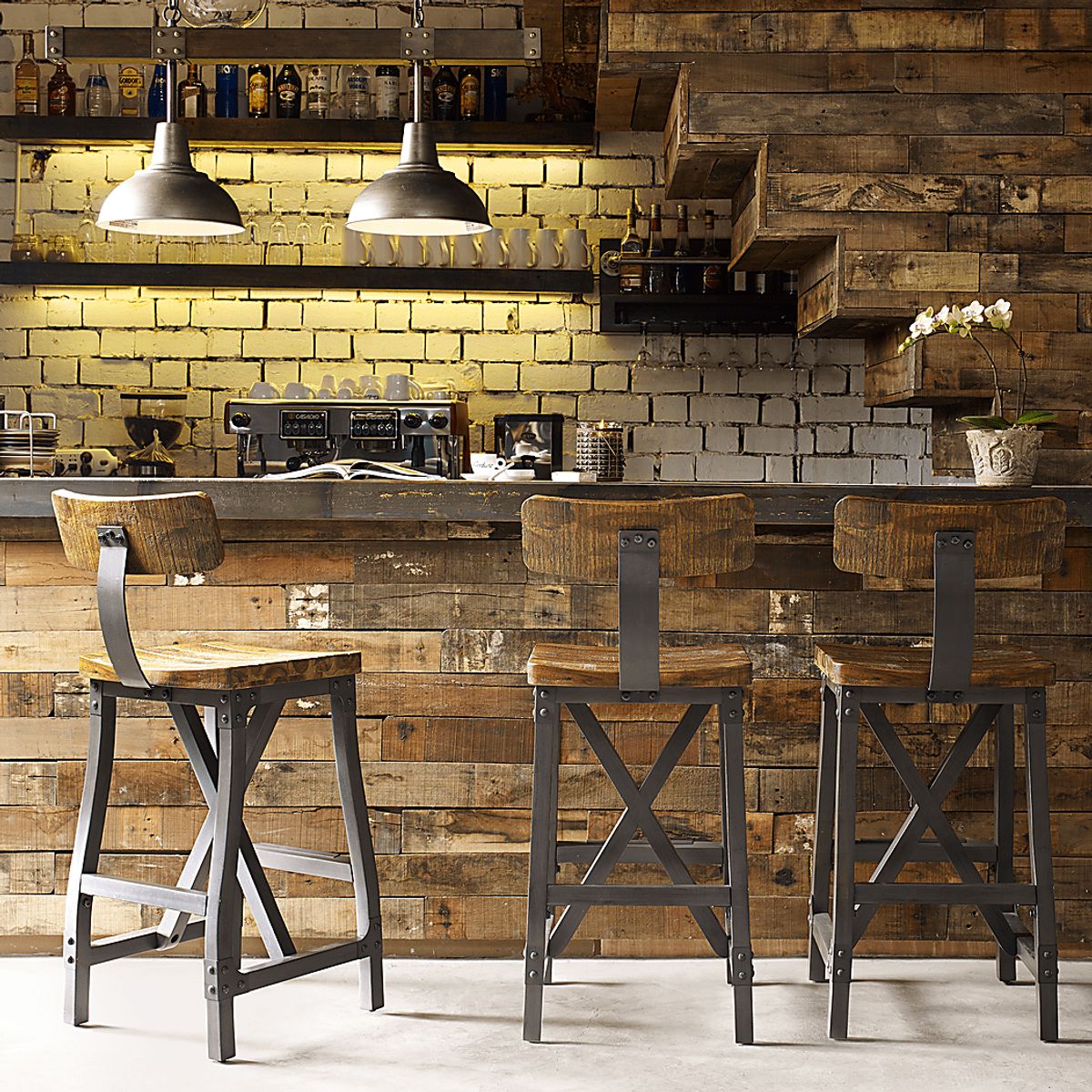 Sewalk Graphite Black Amber Beige,Yellow Barstool | Rooms to Go