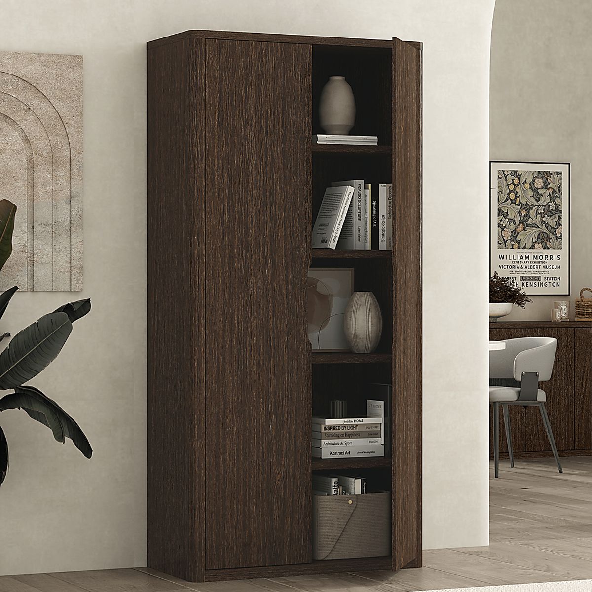Shadebooks II Brown Dark Wood Storage Cabinet | Rooms to Go