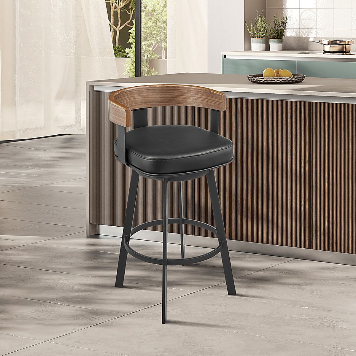 Shadefly II Black,Brown Swivel Barstool | Rooms to Go