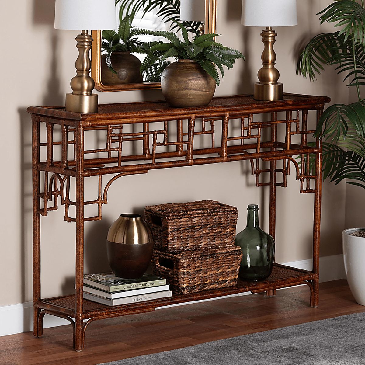 Shadehat Brown Dark Wood Console Table | Rooms to Go