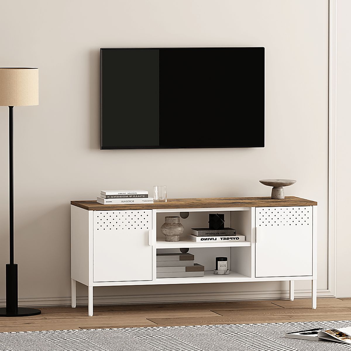 Shadoworks White 47.5" Console | Rooms to Go