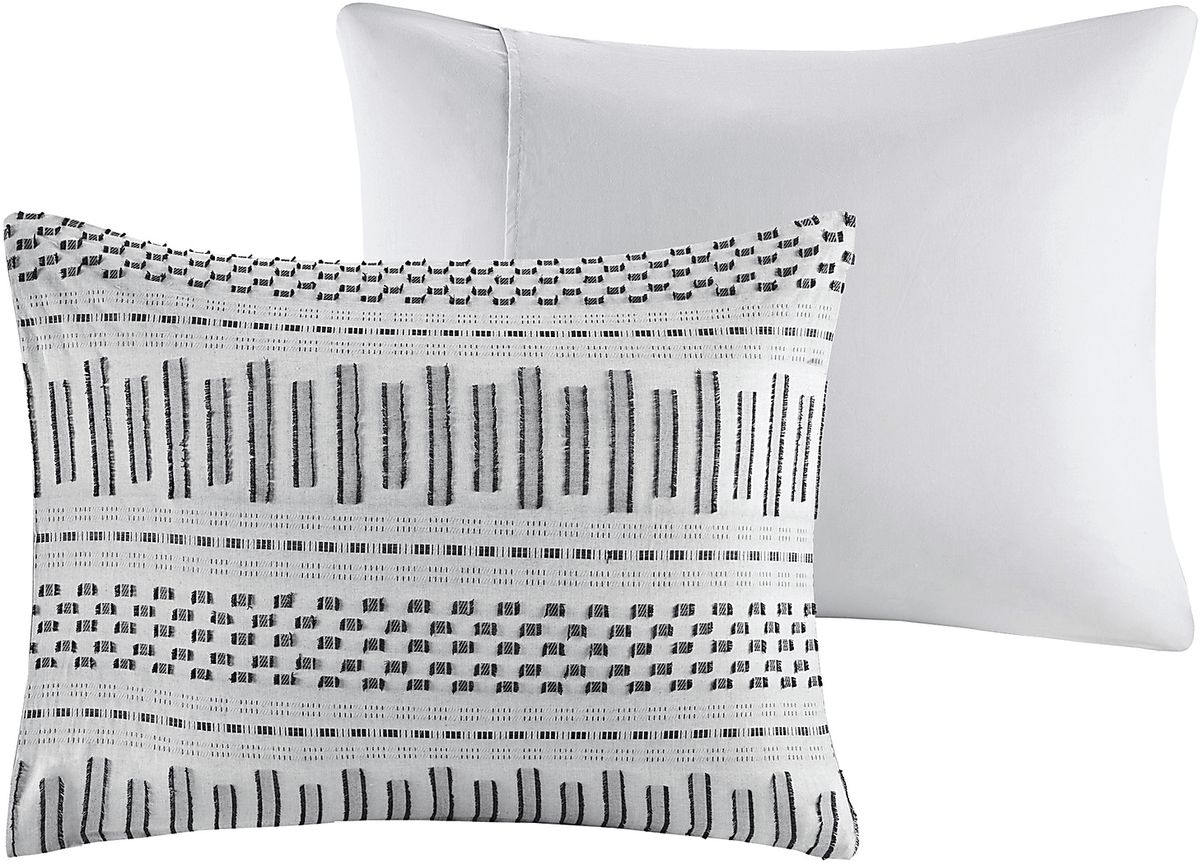 Shrader Gray Cotton,Polyester Fabric 3 Pc Full/Queen Comforter Set ...