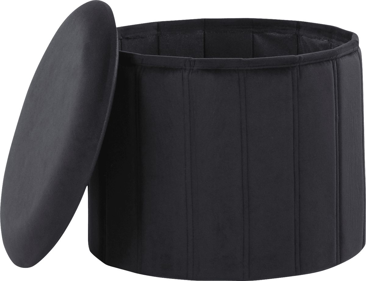 Sharynwood Black Velvet Plush Storage Ottoman | Rooms to Go