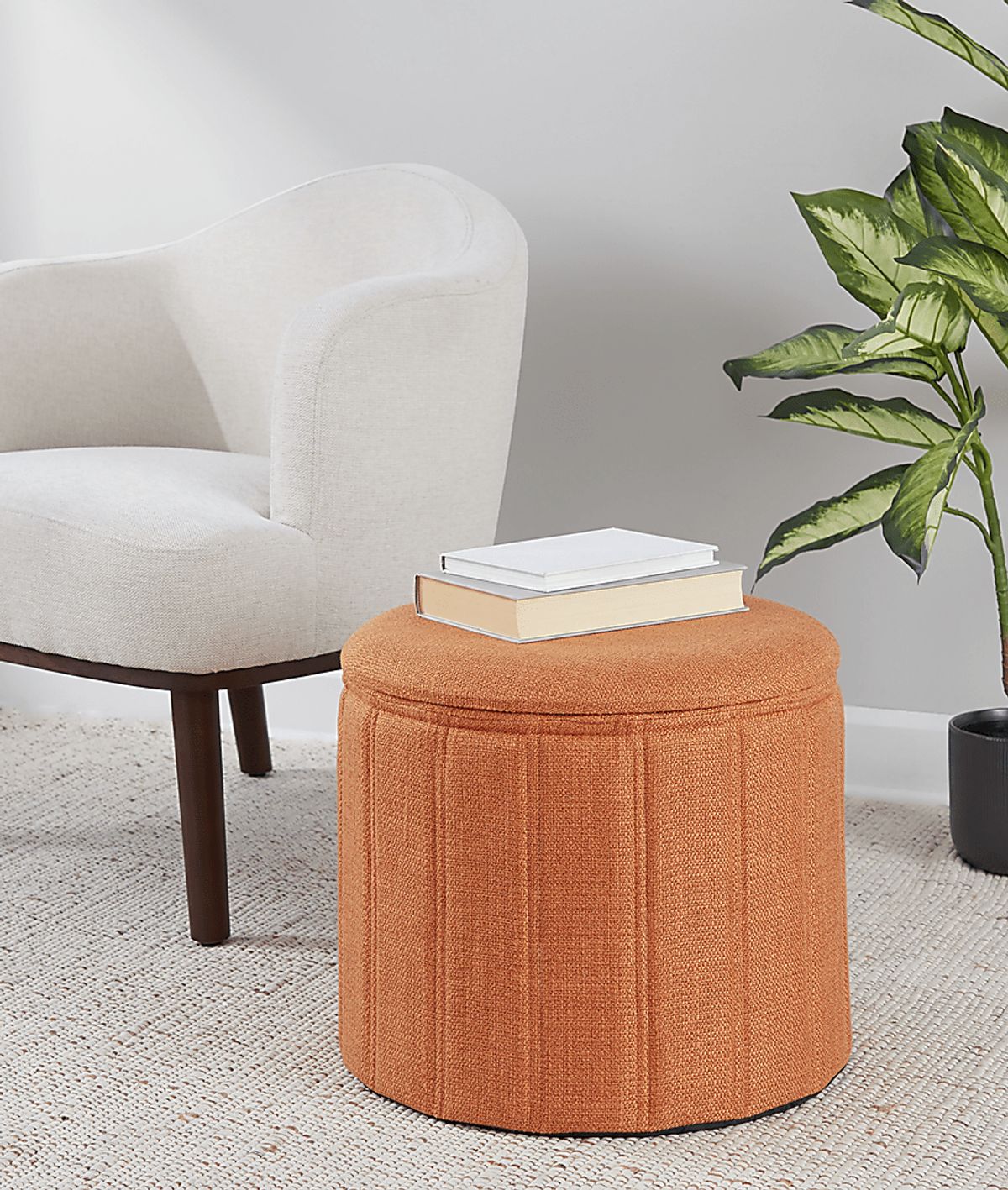 Inspiring Orange Storage Ottoman Photos