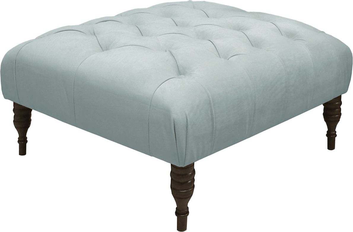 Shell Coast Blue Chenille Fabric Cocktail Ottoman - Rooms To Go