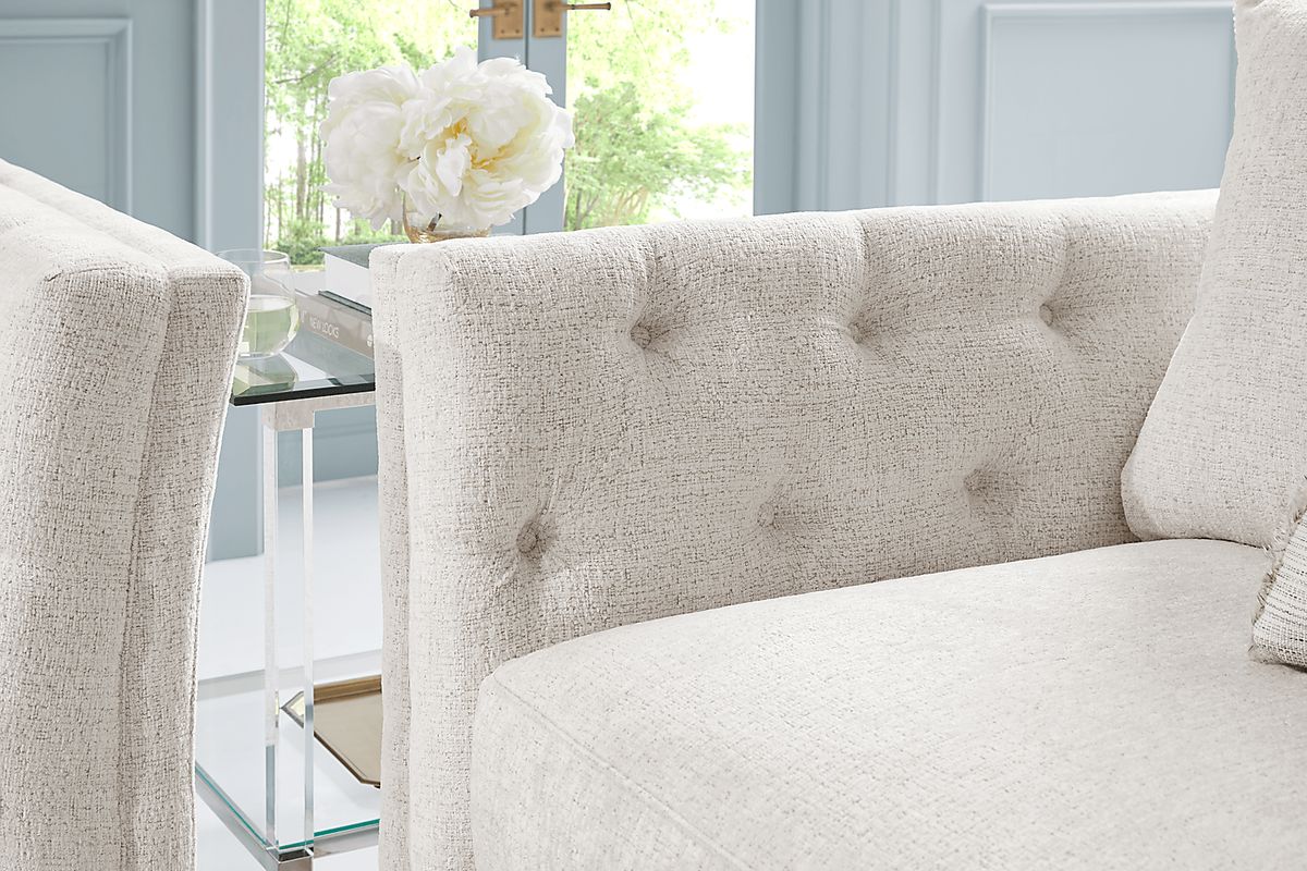 Cindy Crawford Shelton Ivory Beige Chenille Fabric Sofa | Rooms to Go
