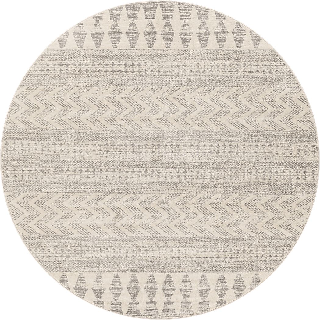 Sherbon V Off-White 6'7 Round Rug - Rooms To Go