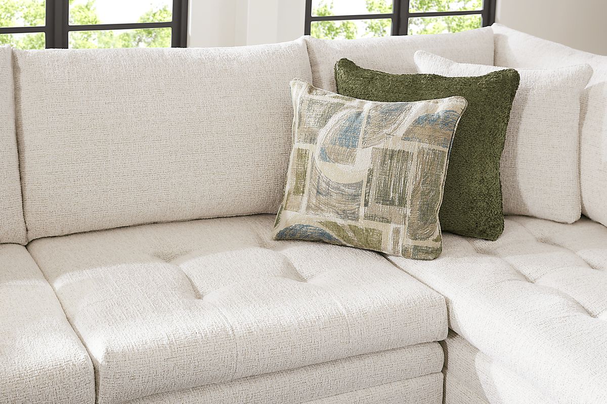 Cindy Crawford Sheridan Place Off-White Beige,White Chenille Fabric 2 ...