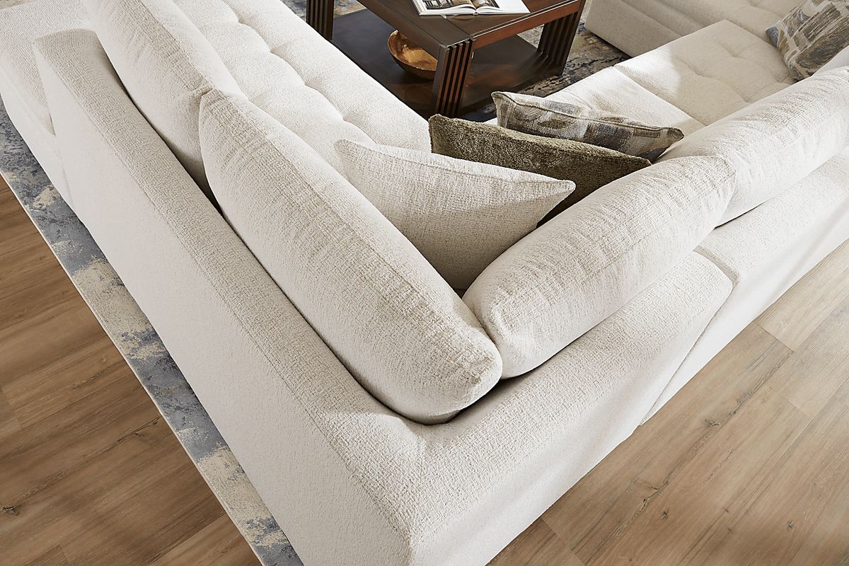 Cindy Crawford Sheridan Place Off-White Beige,White Chenille Fabric 2 ...