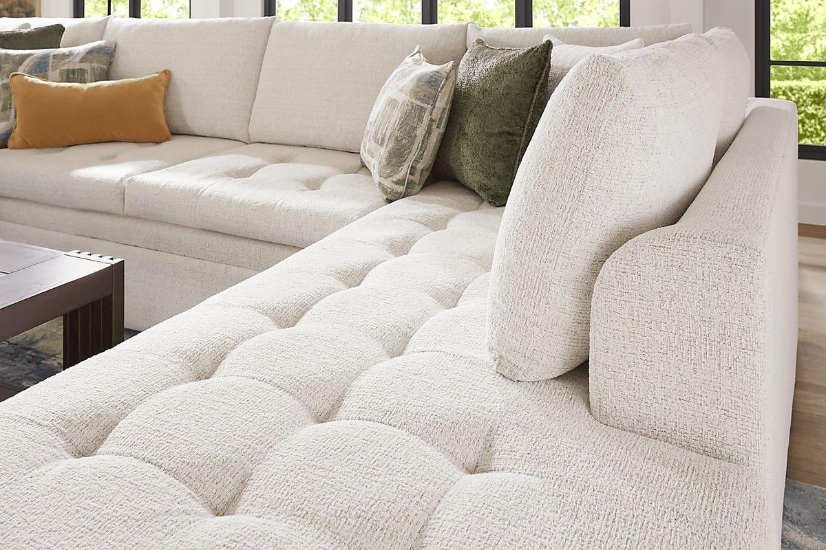 Cindy Crawford Sheridan Place Off-White Beige,White Chenille Fabric 3 ...