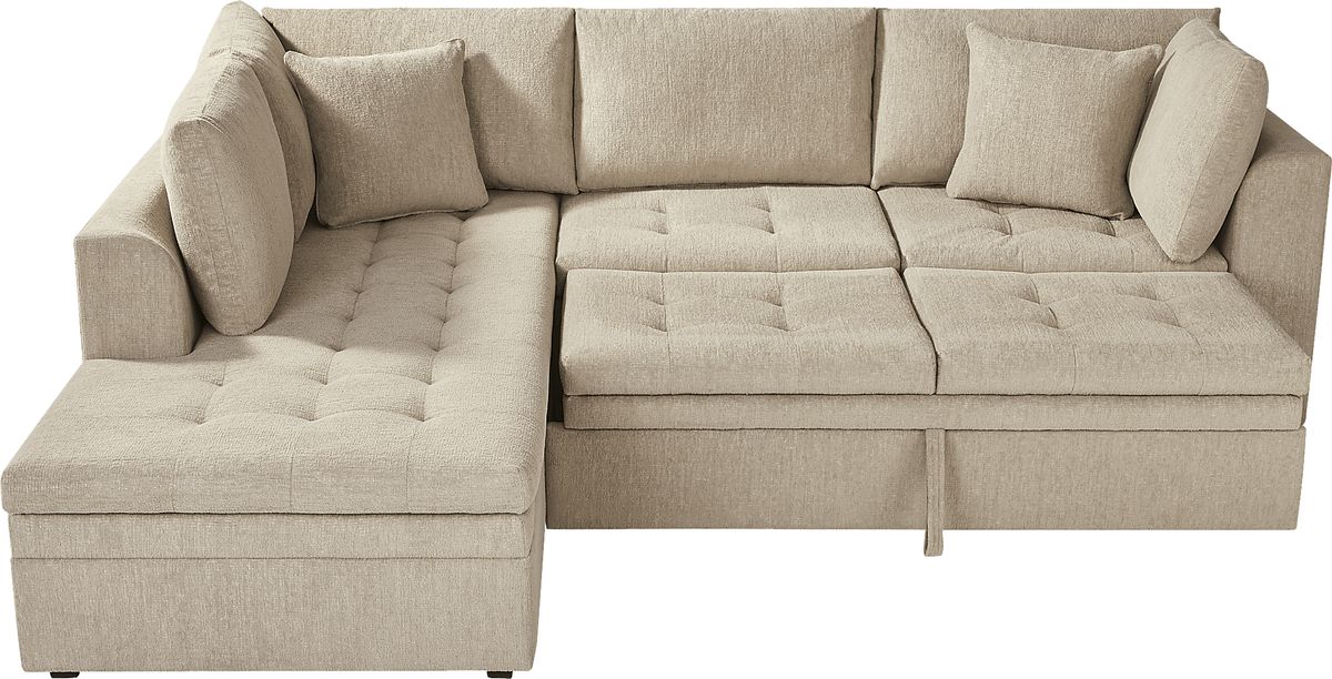 Cindy Crawford Sheridan Place Putty Beige Chenille Fabric 2 Pc Left Arm ...