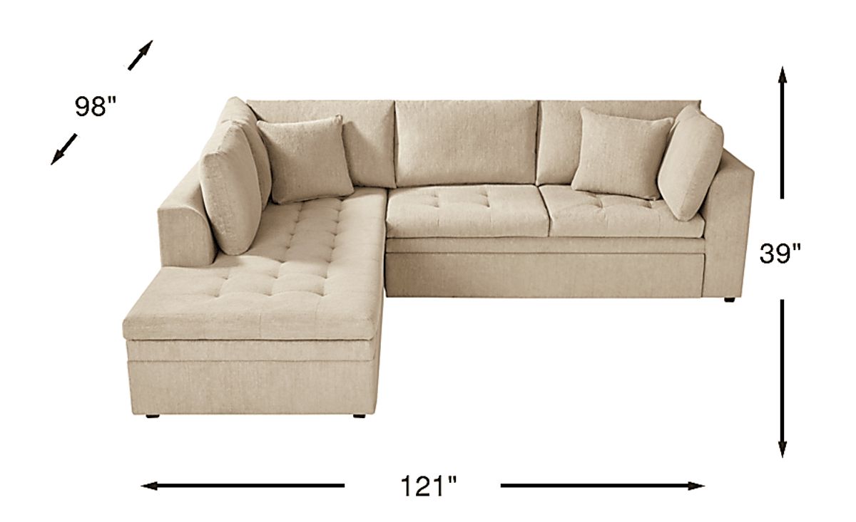 Cindy Crawford Sheridan Place Putty Beige Chenille Fabric 2 Pc Left Arm ...