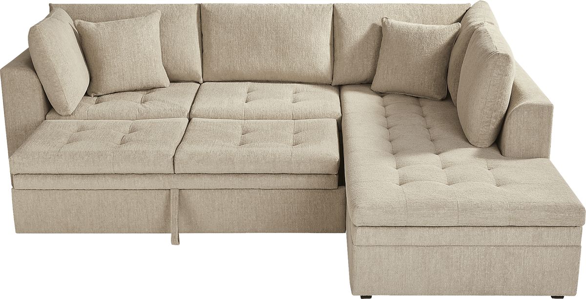 Cindy Crawford Sheridan Place Putty Beige Chenille Fabric 2 Pc Right ...