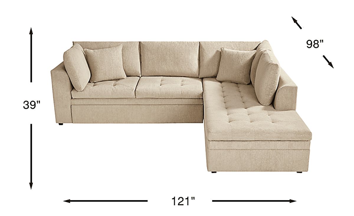 Cindy Crawford Sheridan Place Putty Beige Chenille Fabric 2 Pc Right ...