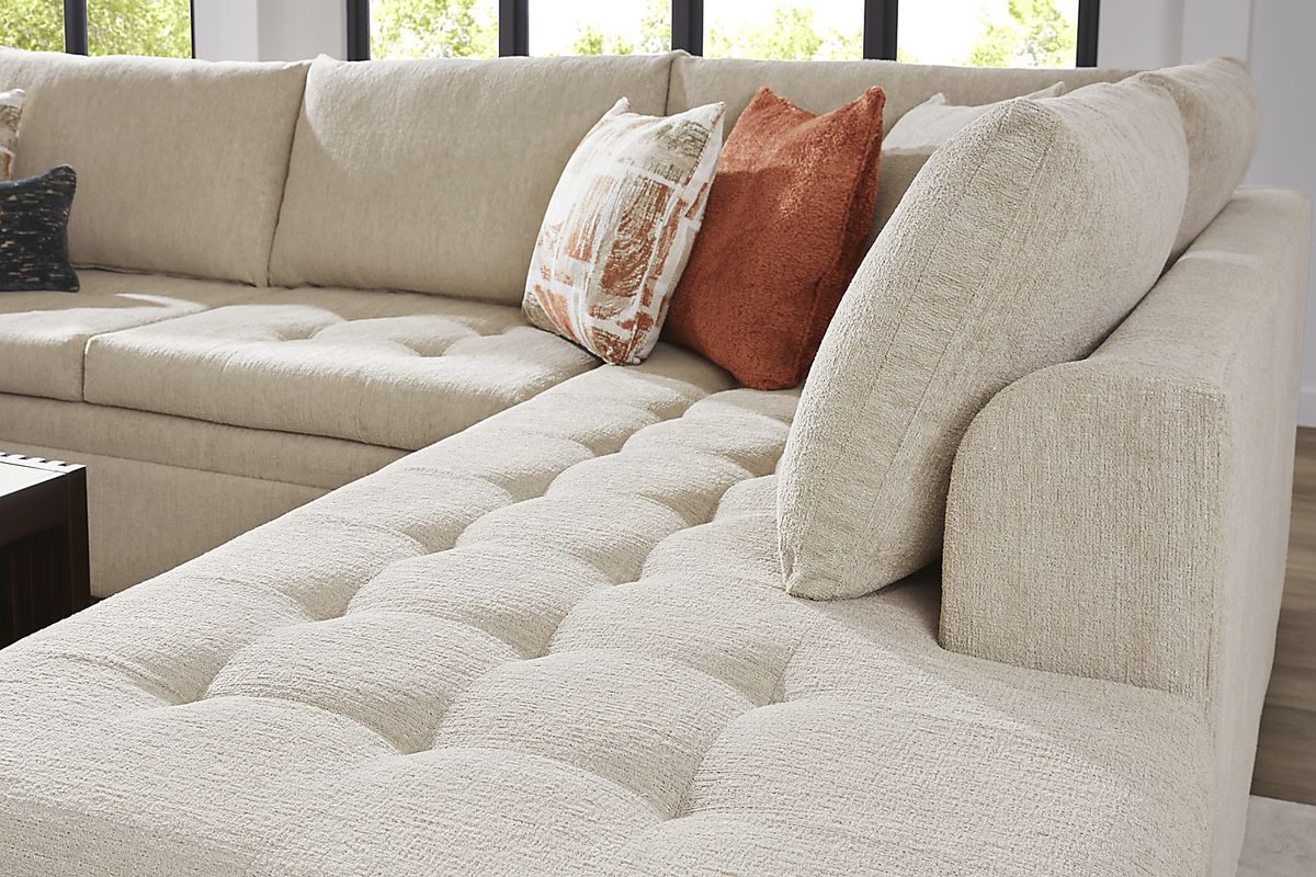 Cindy Crawford Sheridan Place Putty Beige Chenille Fabric 3 Pc With ...
