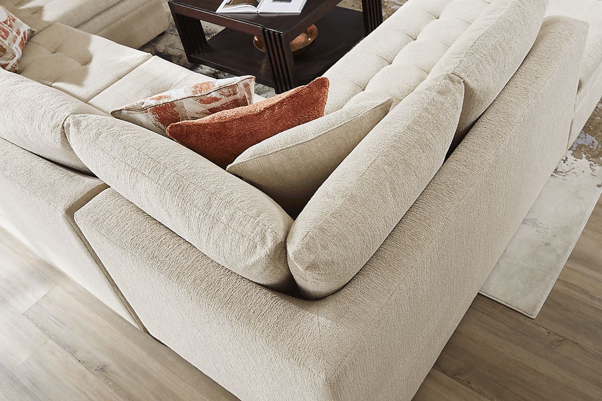 Sheridan Place Putty Beige Chenille Fabric 3 Pc Left Arm Sleeper ...