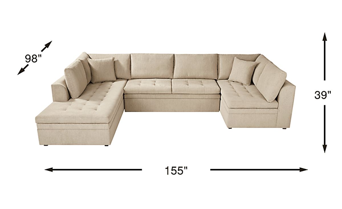 Sheridan Place Putty Beige Chenille Fabric 3 Pc Left Arm Sleeper ...