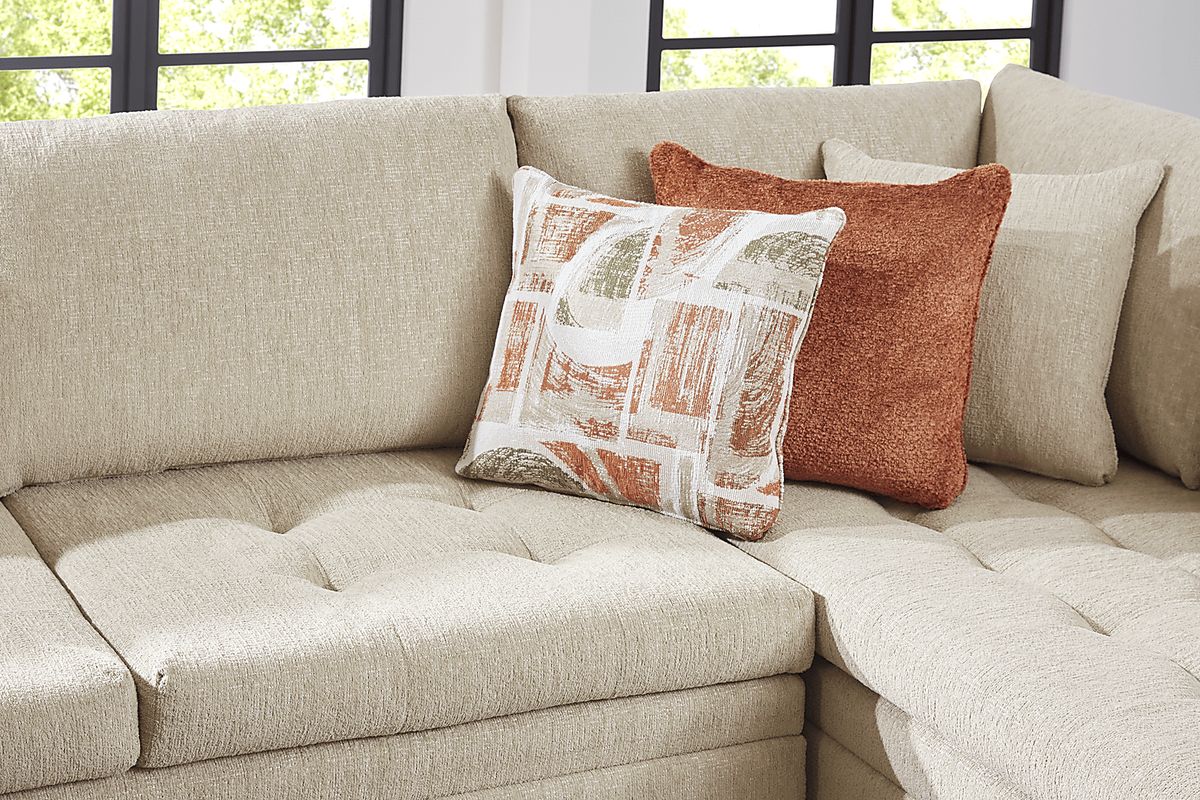 Sheridan Place Putty Beige Chenille Fabric 3 Pc Right Arm Sleeper ...