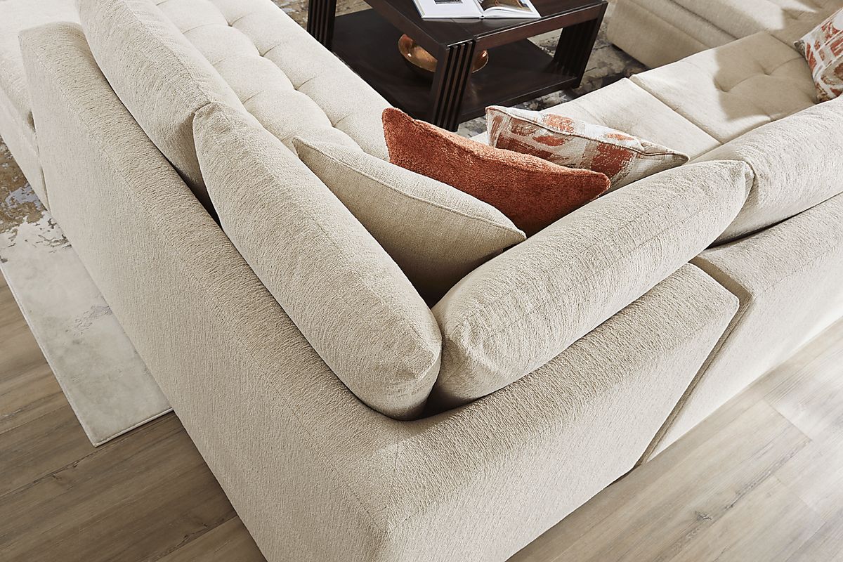 Sheridan Place Putty Beige Chenille Fabric 3 Pc Right Arm Sleeper ...