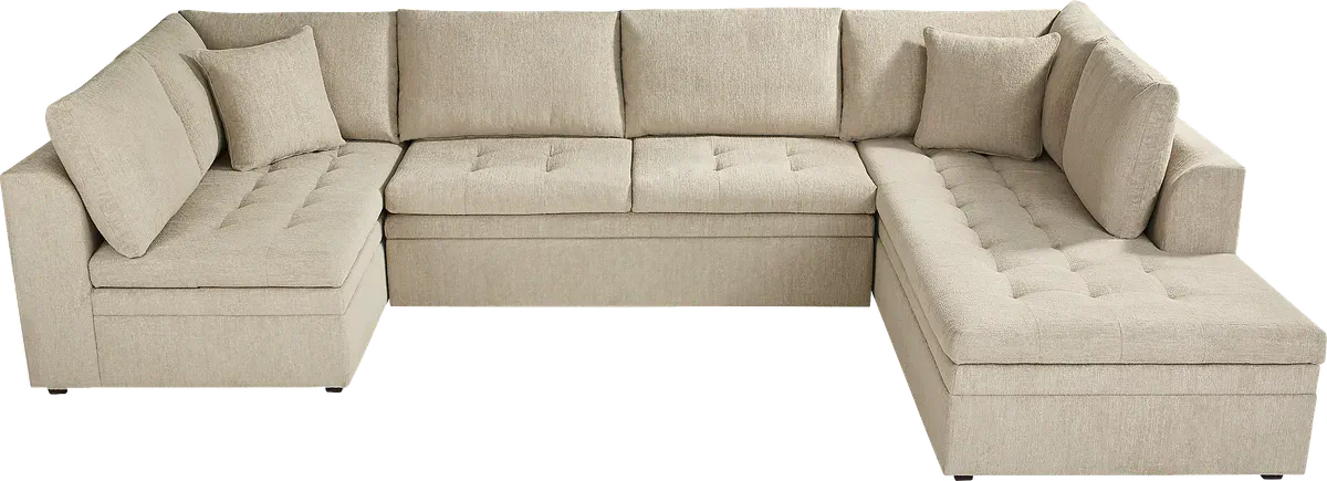 Sheridan Place Putty Beige Chenille Fabric 3 Pc Right Arm Sleeper ...