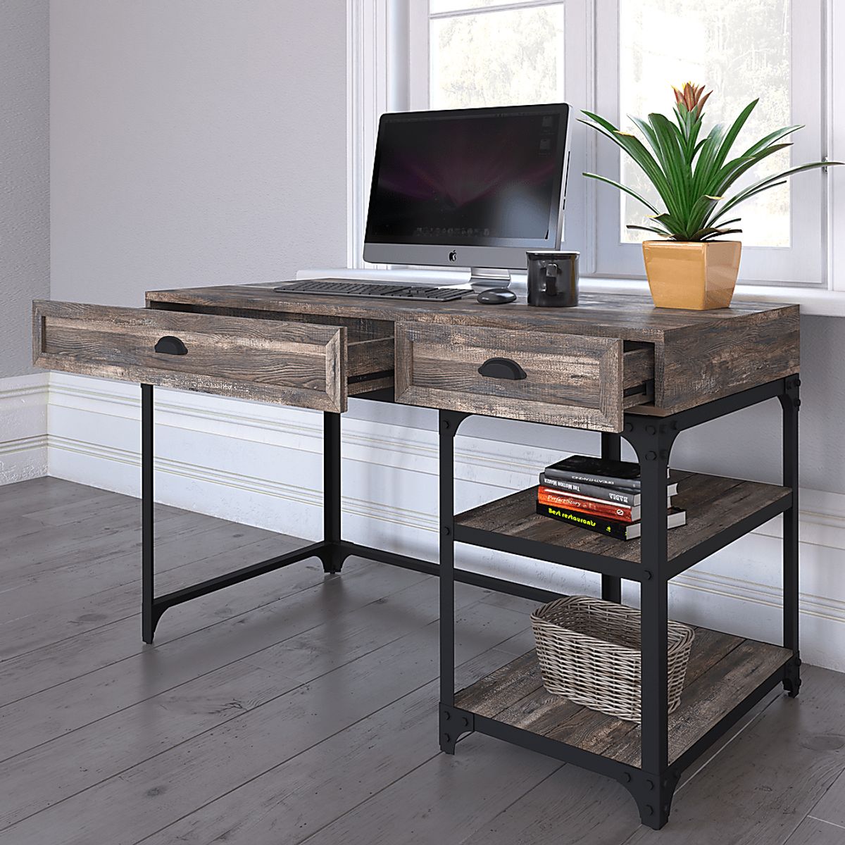 Shiaway Oak Dark Wood,Light Wood Desk | Rooms to Go