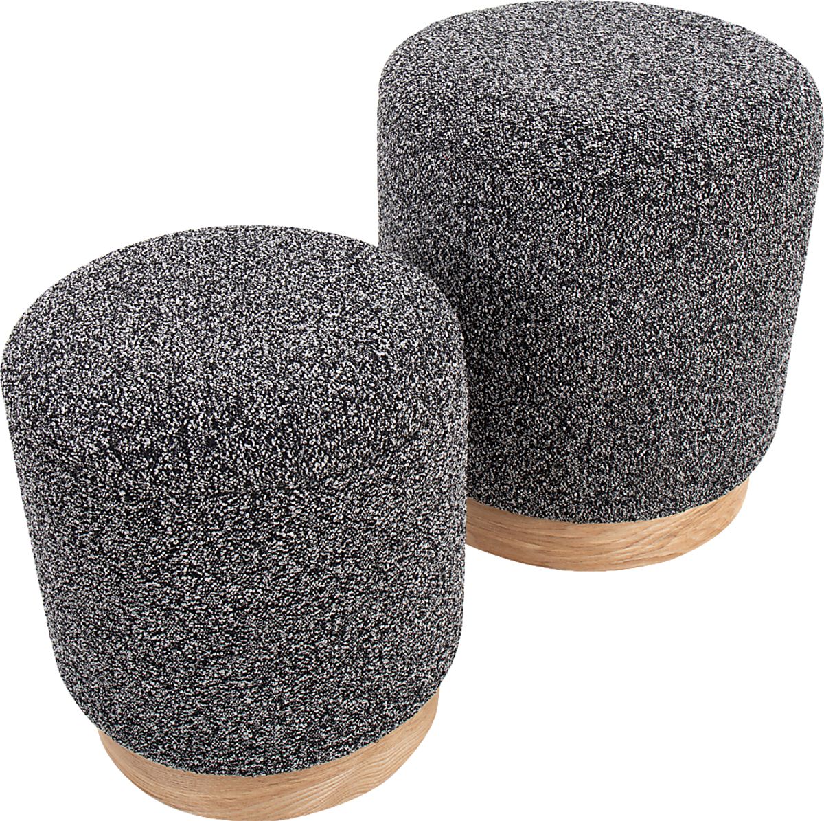 Shimoore Black Polyester Fabric Nesting Ottoman, Set Of 2 | Rooms to Go