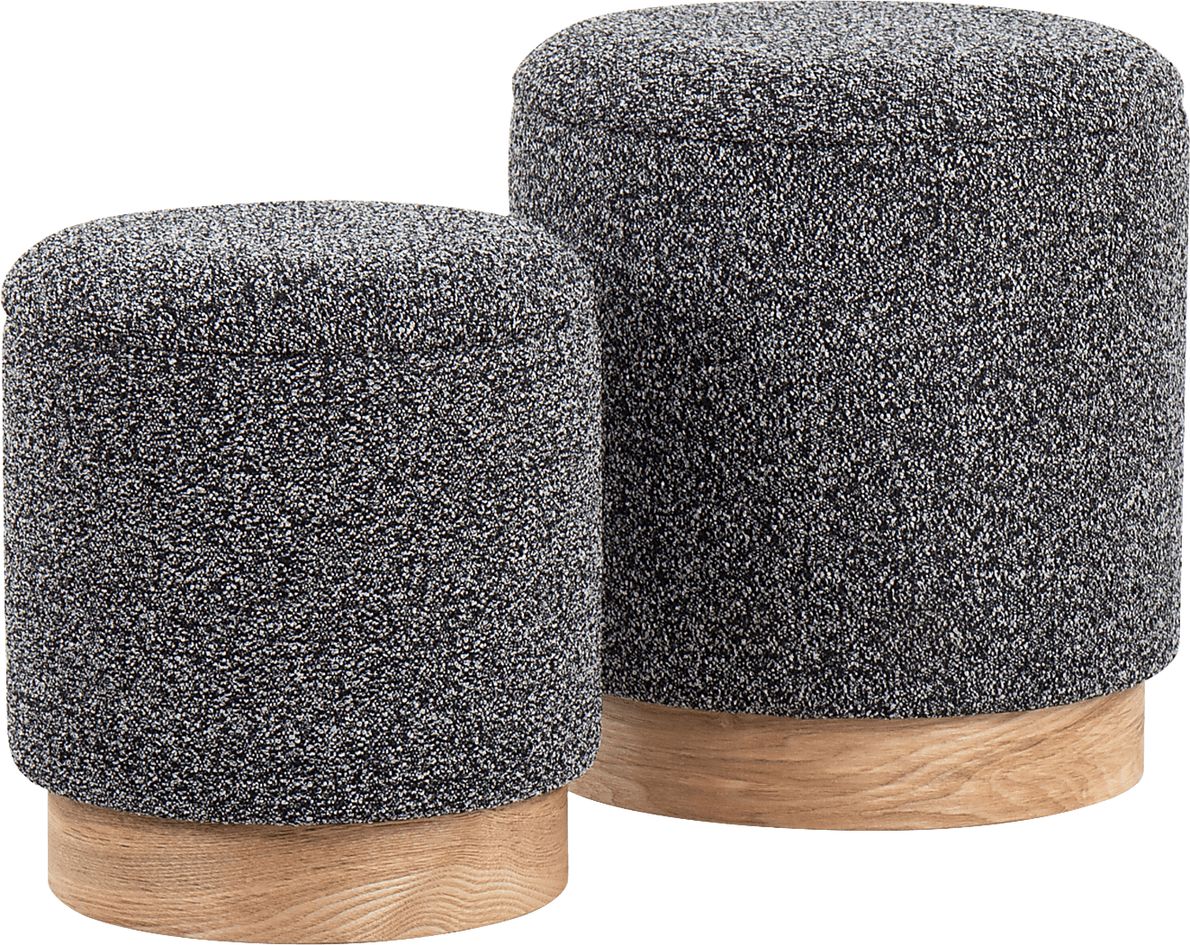 Shimoore Black Polyester Fabric Nesting Ottoman, Set Of 2 - Rooms To Go