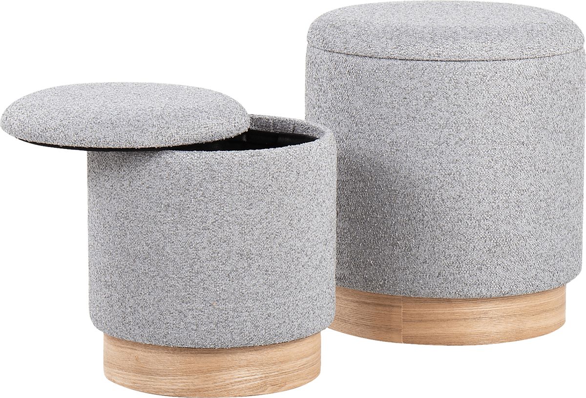 Shimoore Gray Polyester Fabric Nesting Ottoman, Set Of 2 | Rooms to Go