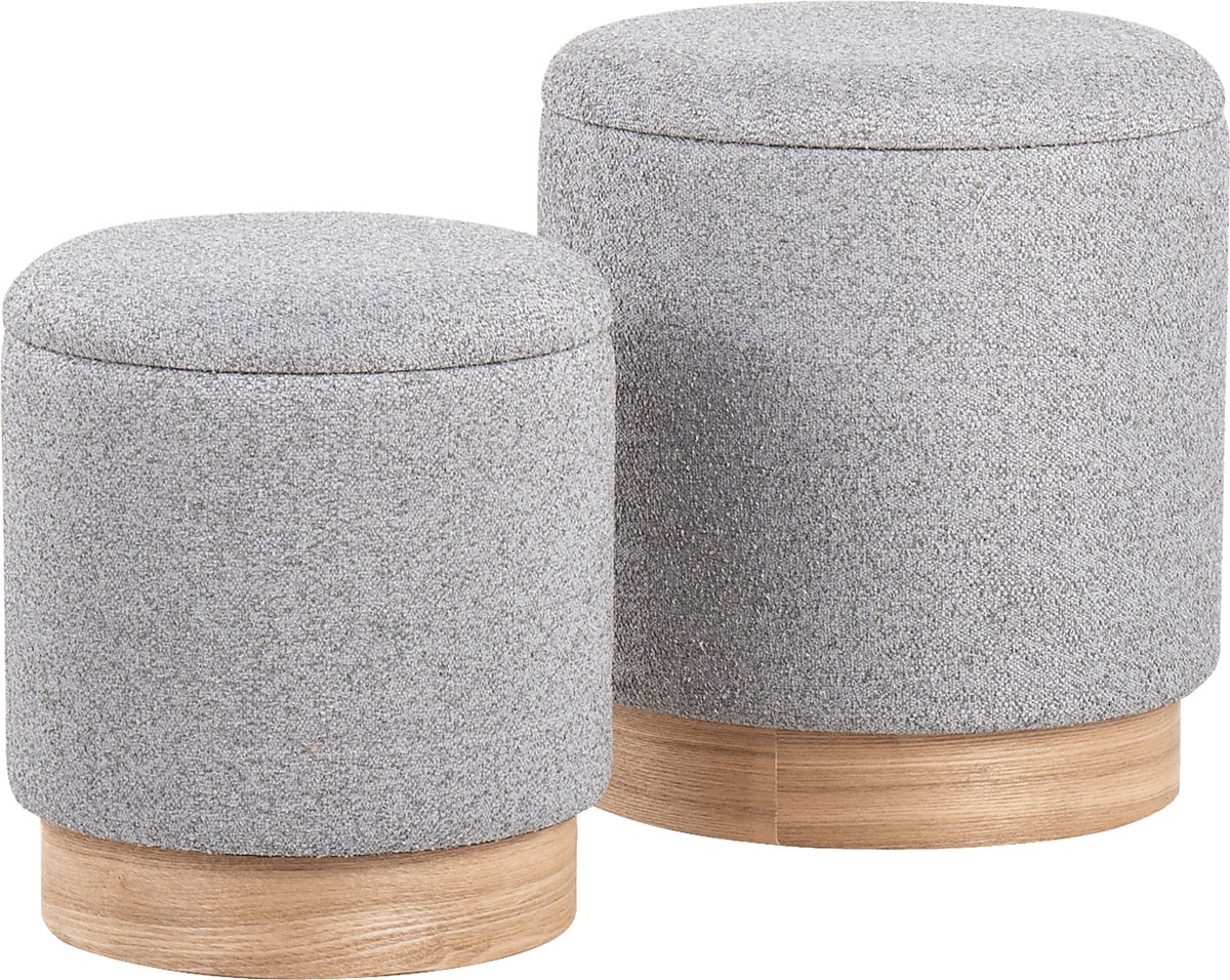 Shimoore Gray Polyester Fabric Nesting Ottoman, Set Of 2 | Rooms to Go