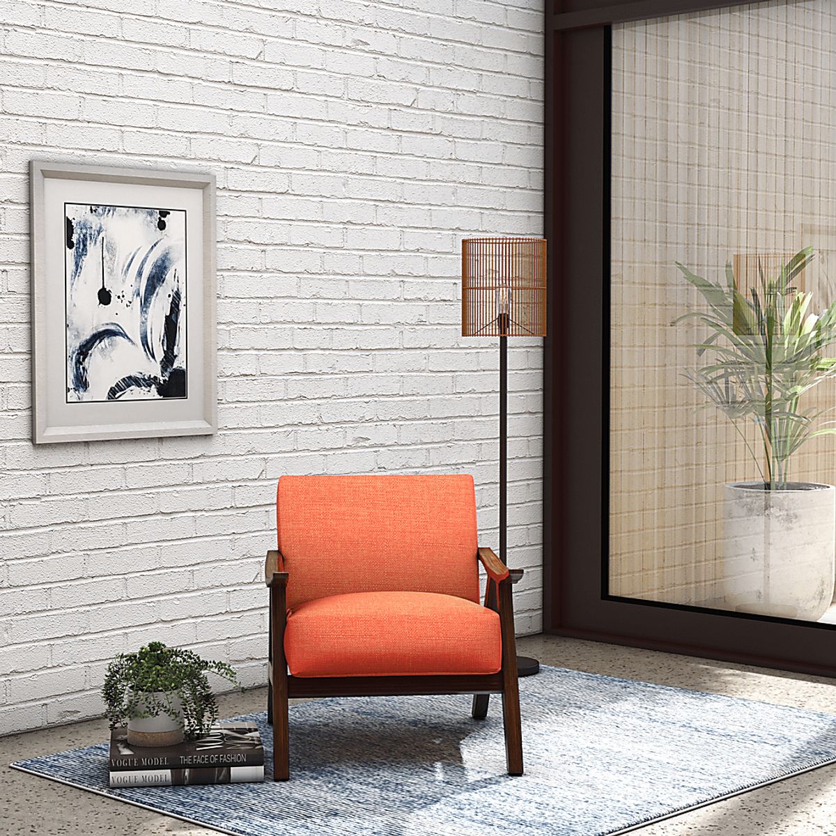 Shinano Orange Orange,Red Polyester Fabric Accent Chair | Rooms to Go