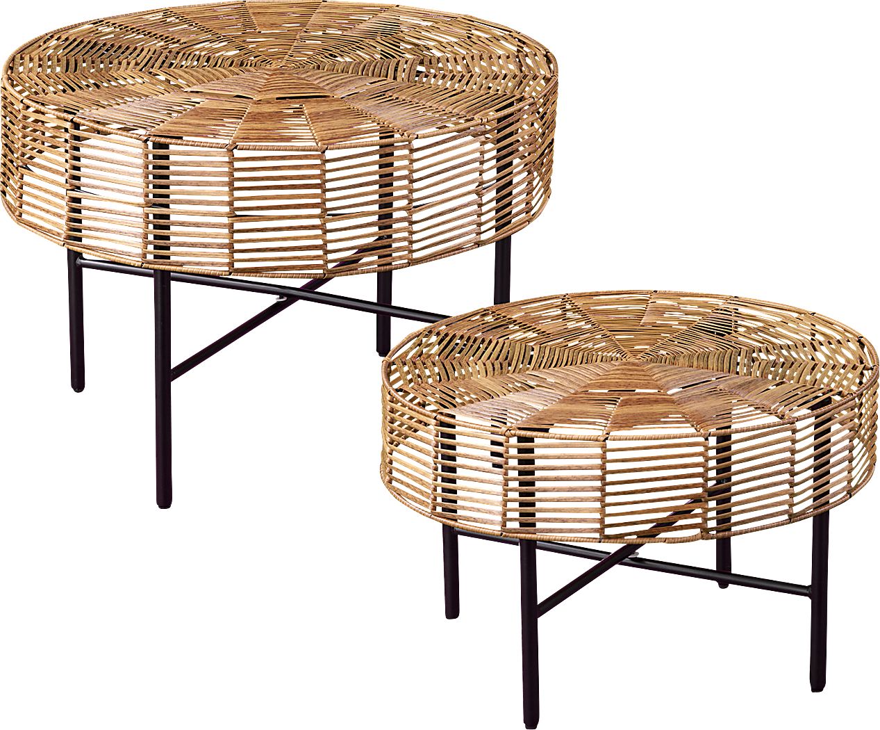 Shirene Natural Outdoor Nesting Tables, Set of 2 - Rooms To Go