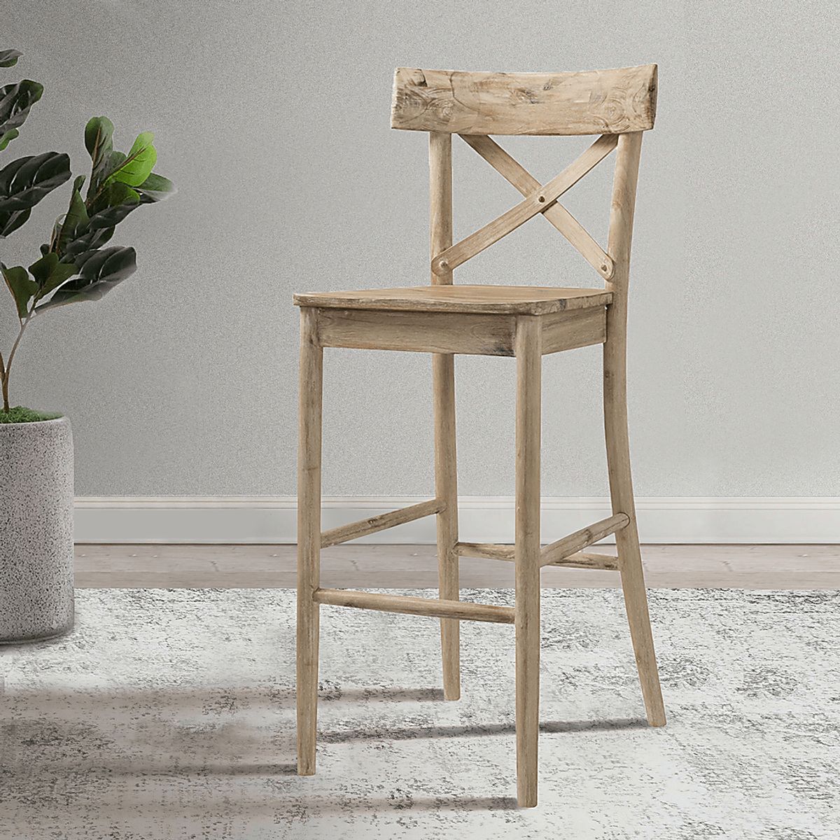 Siebald Natural Beige,White Barstool | Rooms to Go