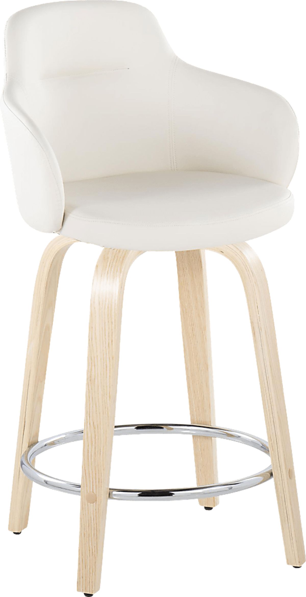 Siebarth VI Natural Light Wood White Polyurethane Fabric Swivel Counter ...