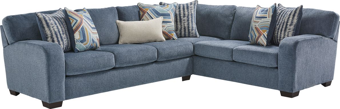 Sienna Way Blue Chenille Fabric 2 Pc Sectional - Rooms To Go