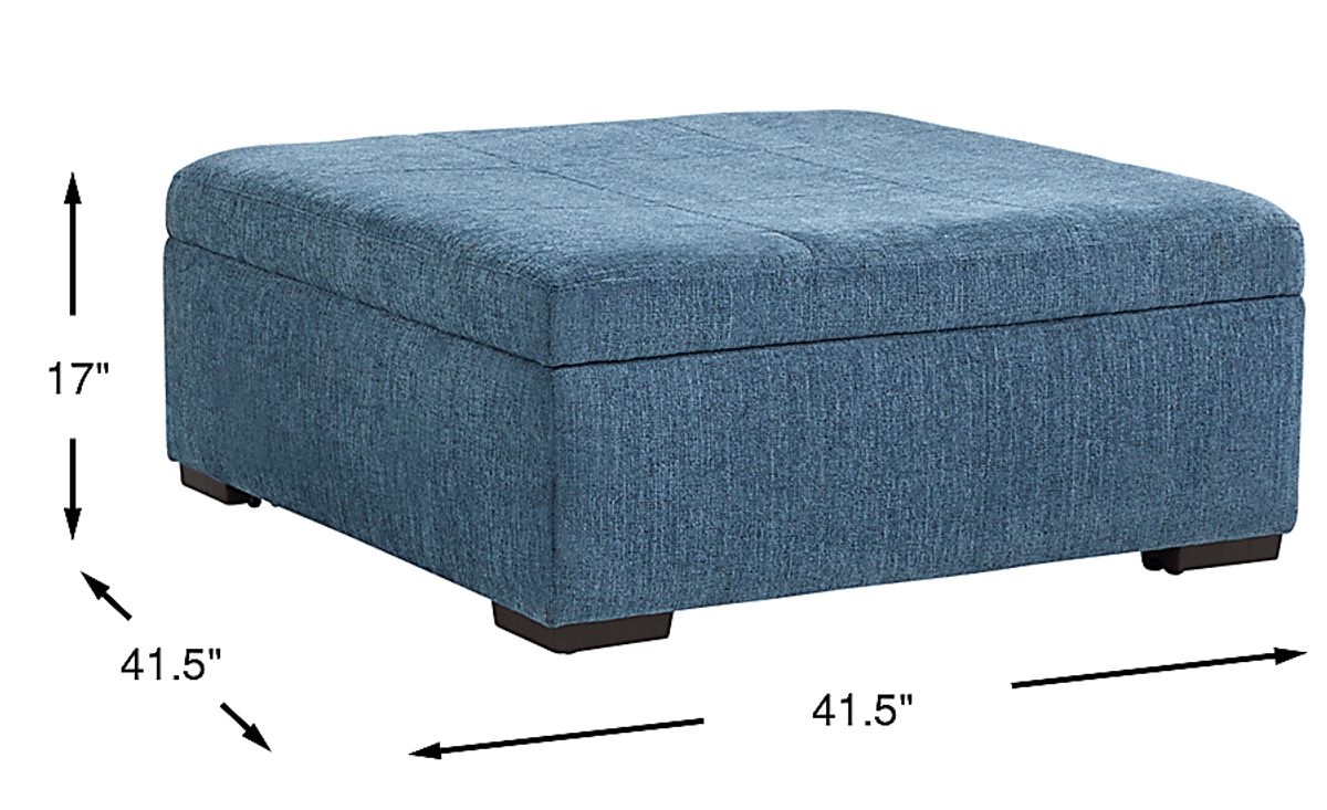 Sienna Way Blue Chenille Fabric Cocktail Ottoman | Rooms to Go