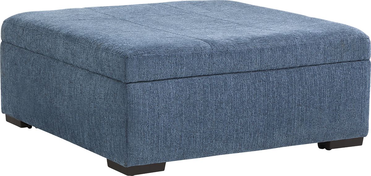 Sienna Way Blue Chenille Fabric Storage Ottoman | Rooms to Go