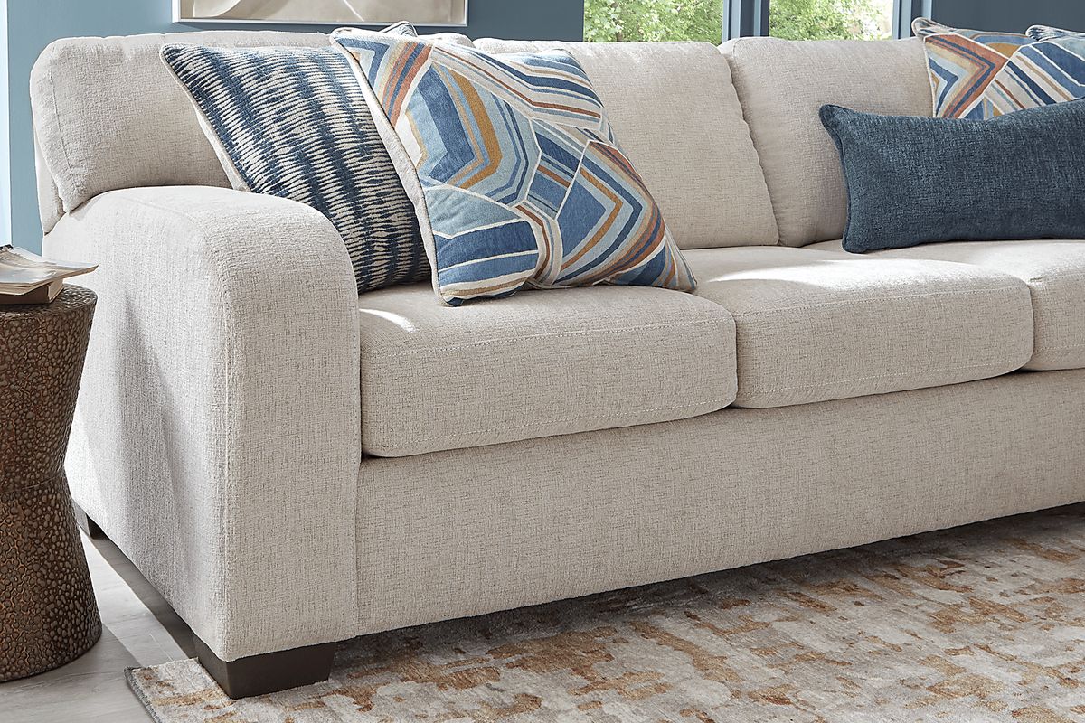 Sienna Way Cream Beige Chenille Fabric 2 Pc Sectional | Rooms to Go
