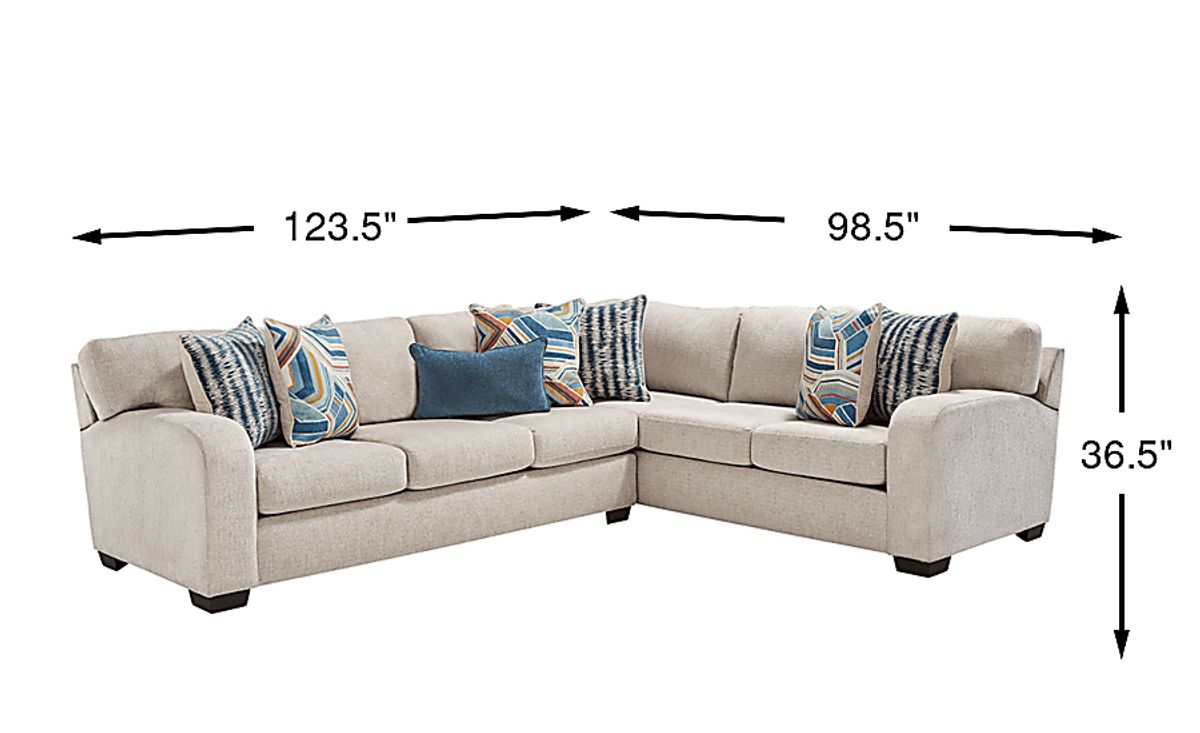 Sienna Way Cream Beige Chenille Fabric 2 Pc Sectional | Rooms to Go