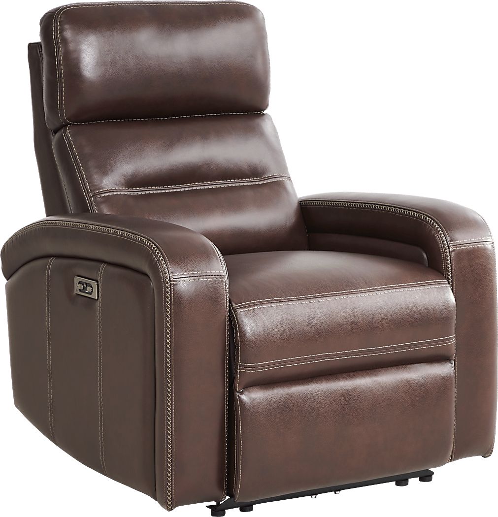 Sierra Madre Brown Leather Dual Power Recliner - Rooms To Go