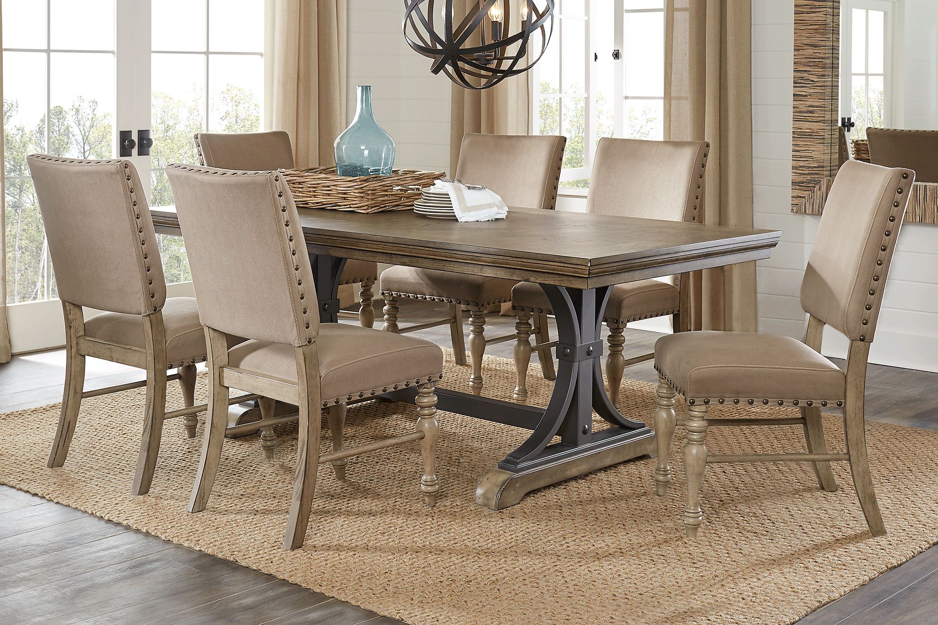 Sierra Vista 5 Pc Driftwood Light Wood Dining Room Set With Dining ...