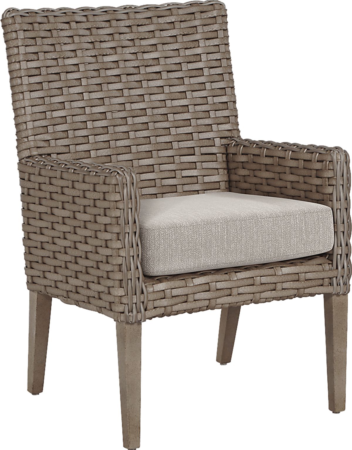 Siesta Key Driftwood Light Wood Twine Wicker Outdoor Arm Chair | Rooms ...