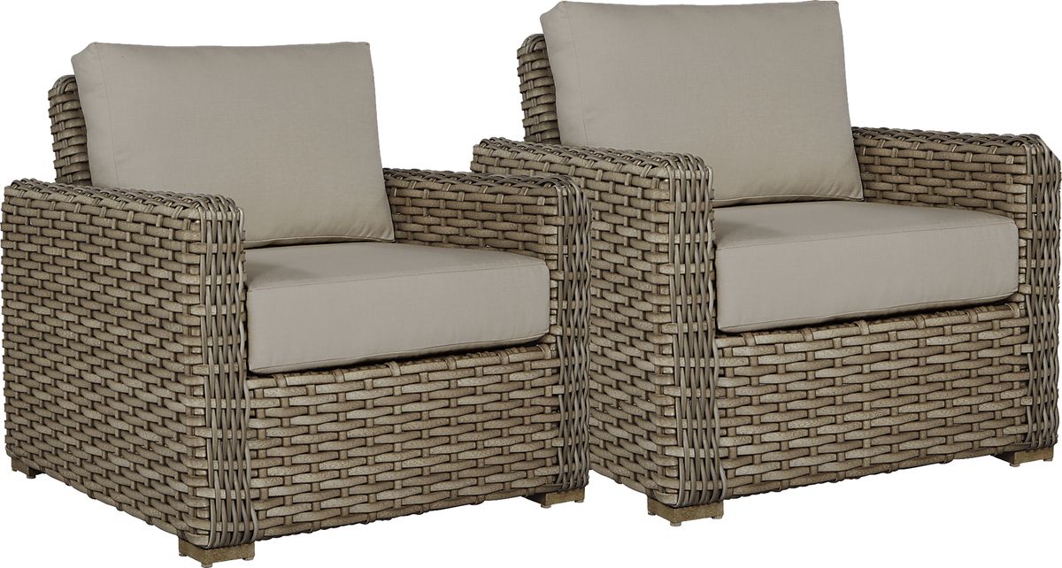 Siesta Key 2 Pc Wicker Sand Beige Outdoor Set Of Chairs | Rooms to Go