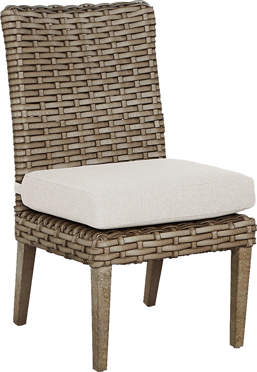 Fifth & Shore Siesta Key Wicker Linen Beige Outdoor Side Chair - Rooms ...