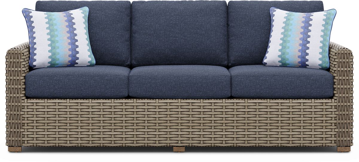 Siesta Key 3 Pc Driftwood Light Wood Ink Blue Wicker Outdoor Seating ...