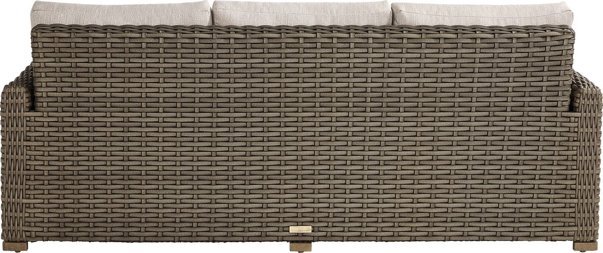 Siesta Key Driftwood Light Wood Twine Wicker Outdoor Sofa | Rooms to Go