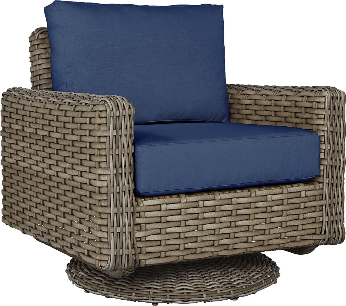 Fifth & Shore Siesta Key Wicker Indigo Blue Outdoor Swivel Chair ...